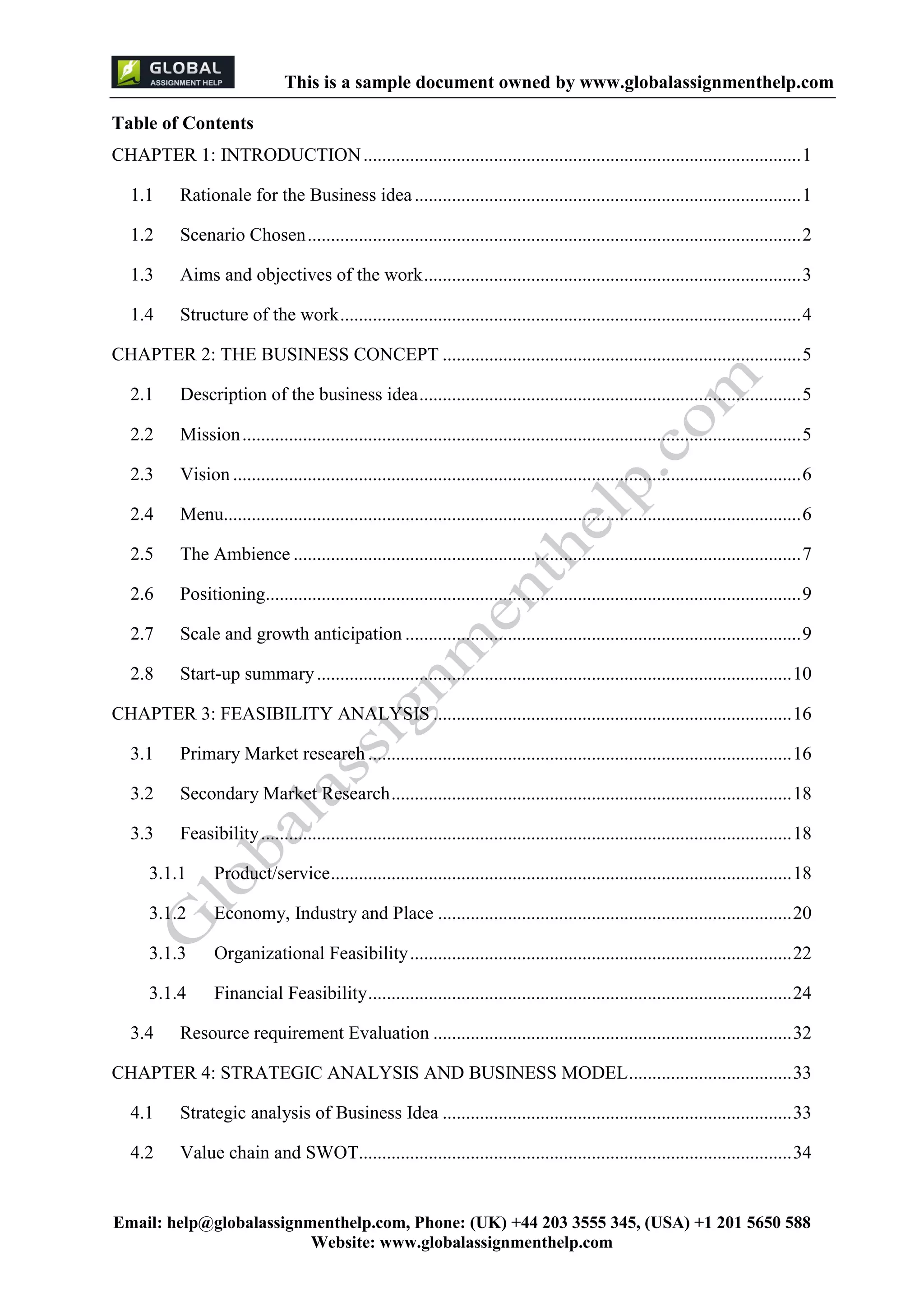 Business Plan Assignment Sample | PDF