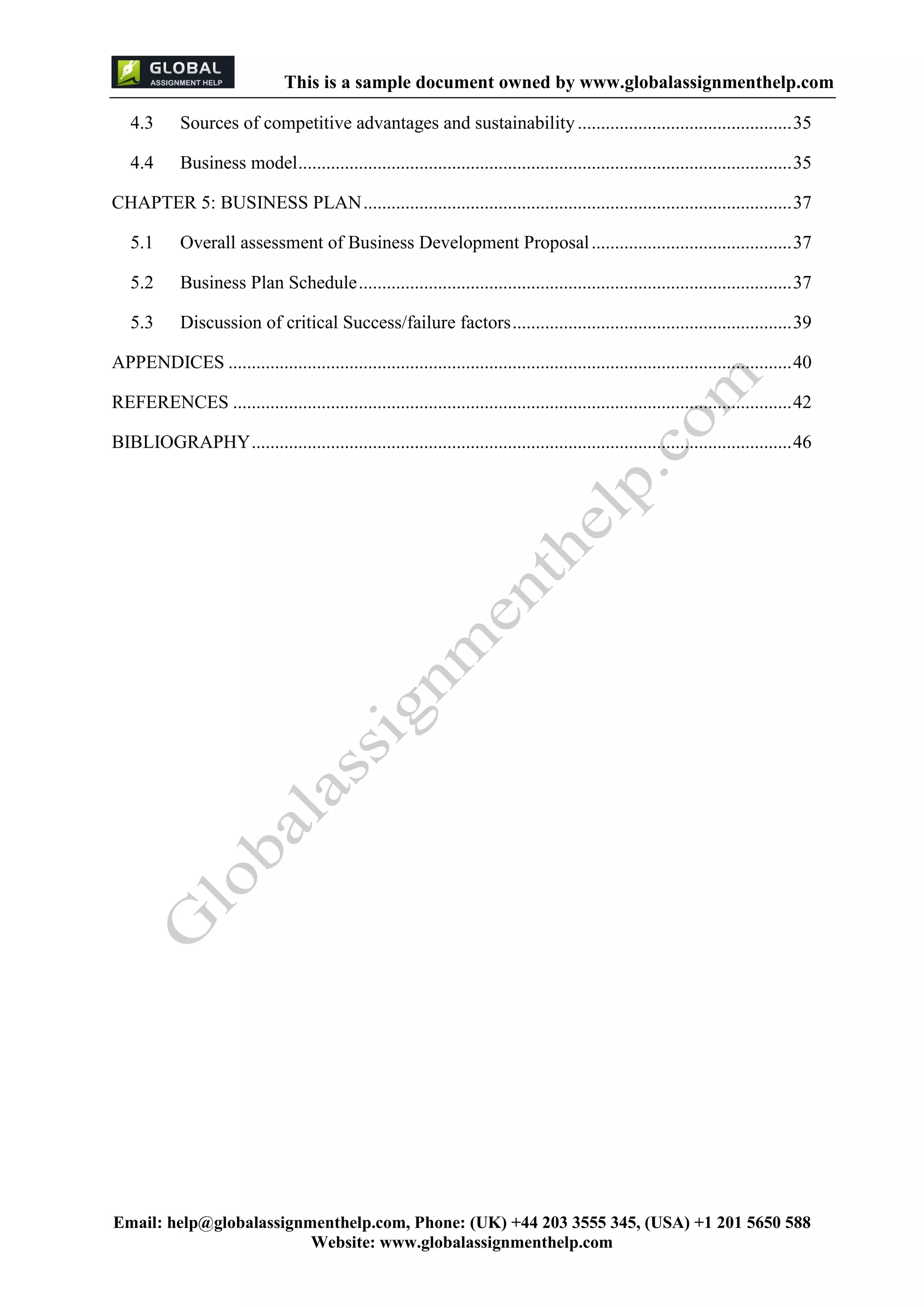 Business Plan Assignment Sample | PDF