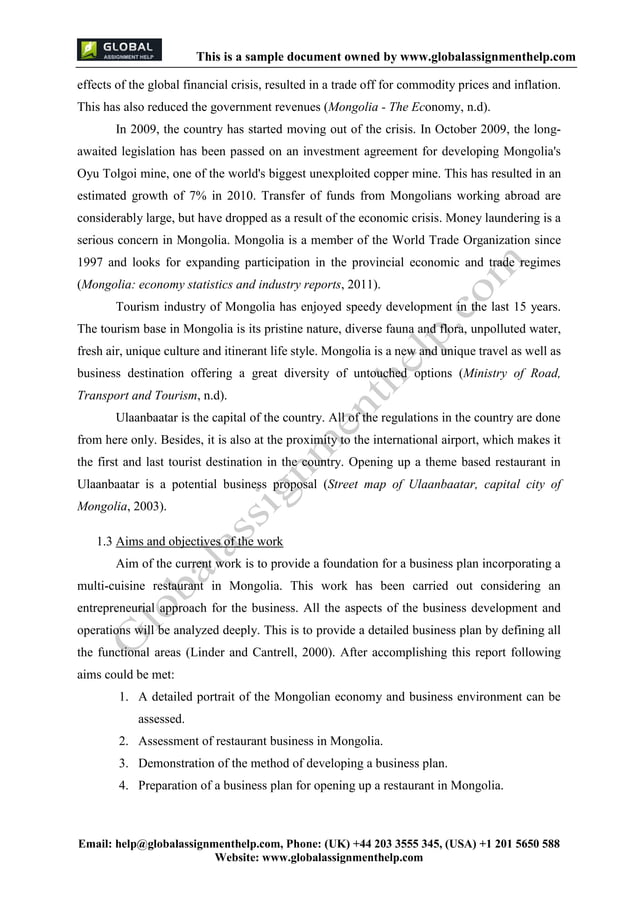 Business Plan Assignment Sample | PDF