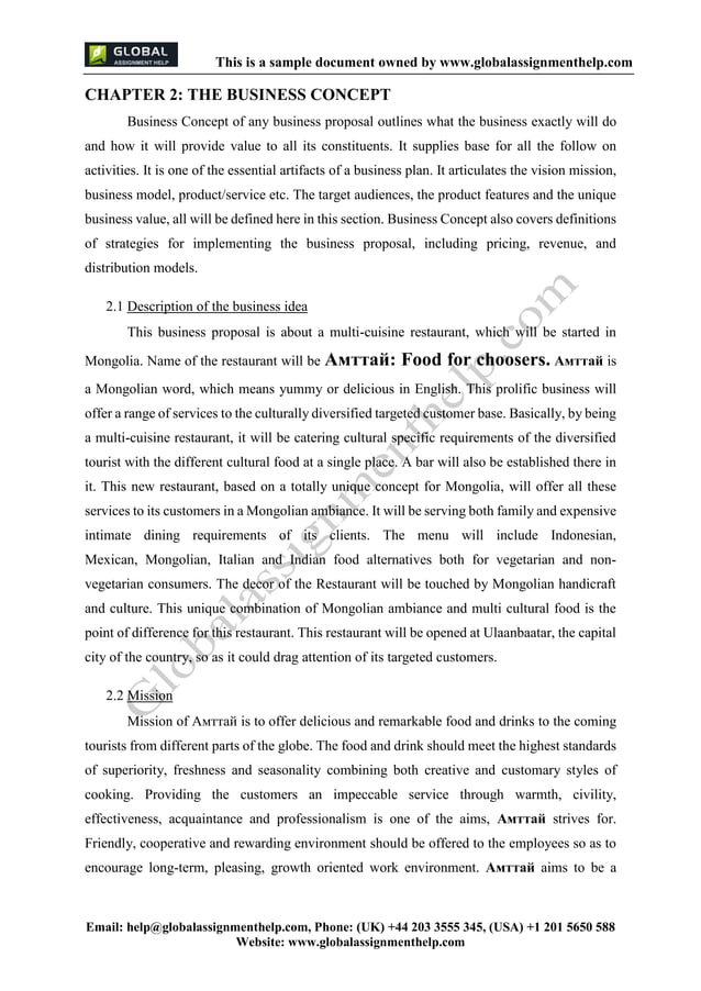 Business Plan Assignment Sample | PDF