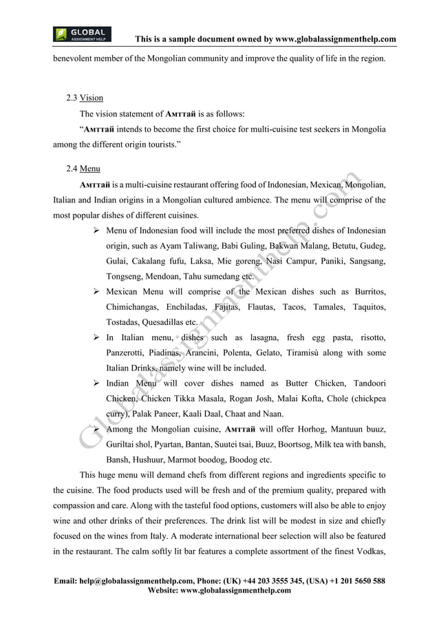 Business Plan Assignment Sample | PDF