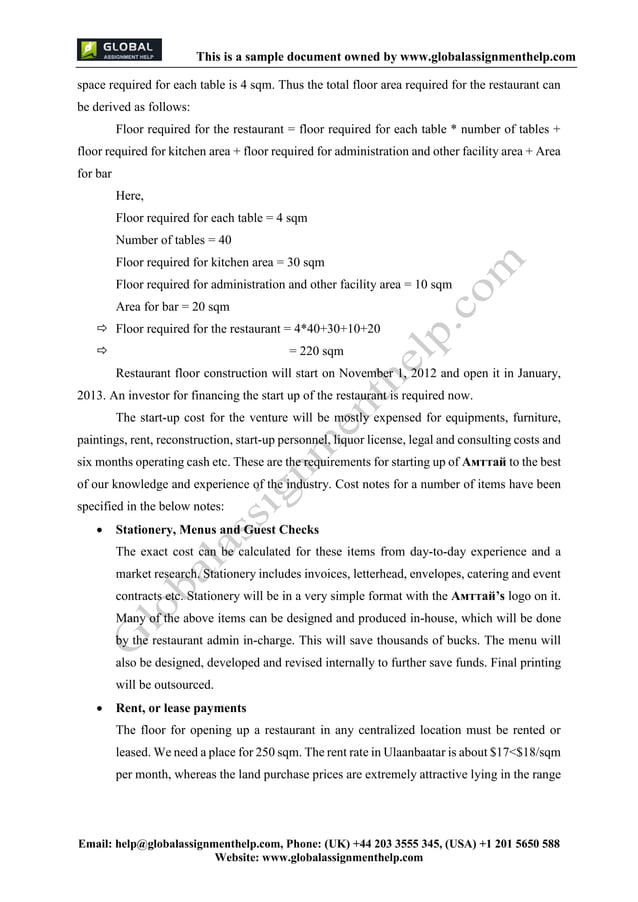 Business Plan Assignment Sample | PDF