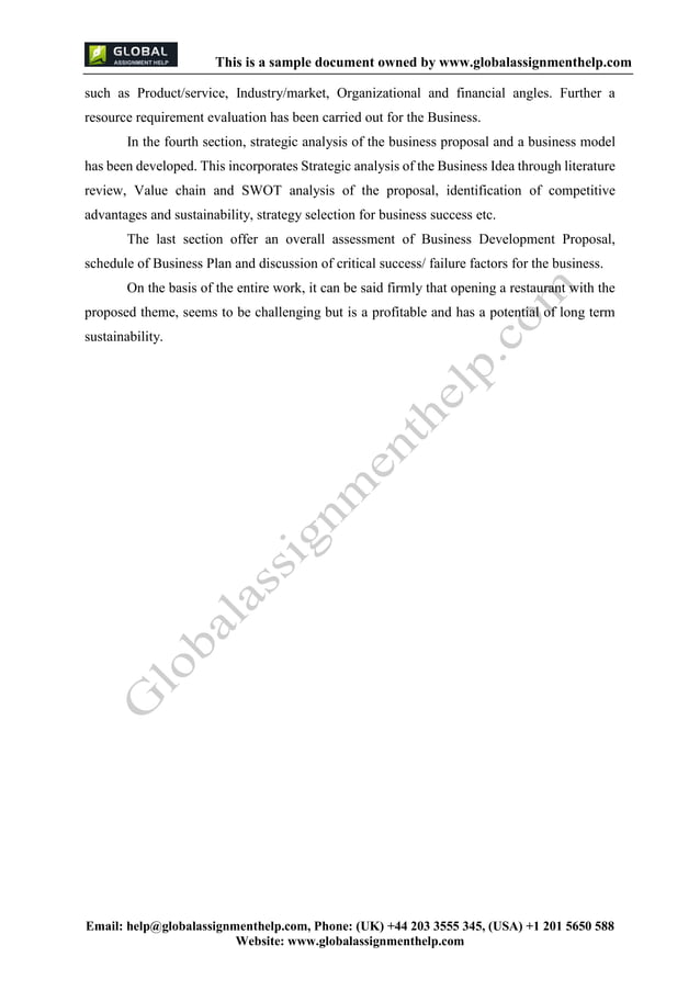 Business Plan Assignment Sample | PDF
