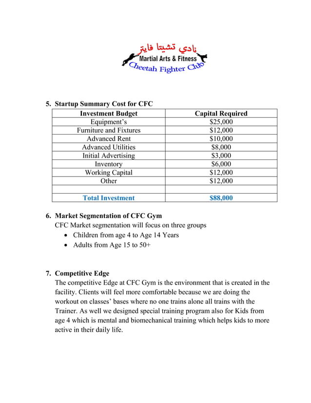 Business plan cfc | PDF
