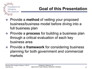 Business plan creation presentation final 112013 | PDF