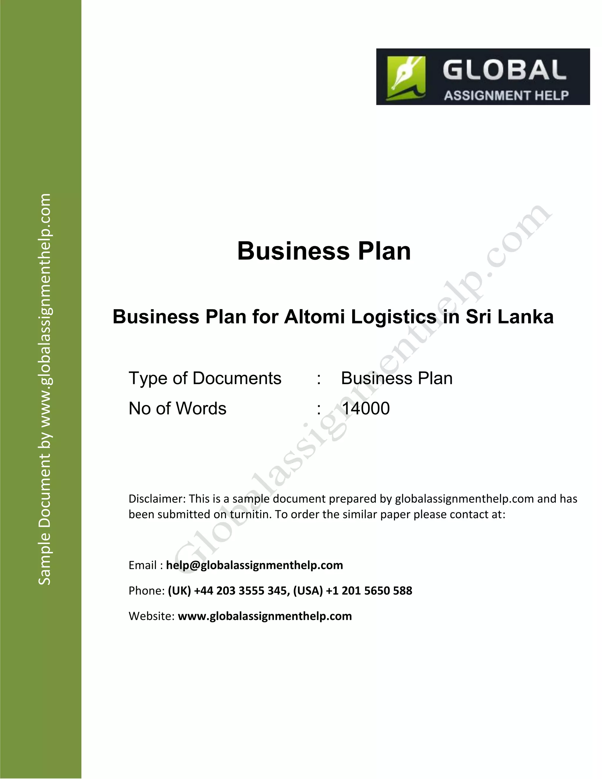 Business Plan for a Company Assignment Sample | PDF