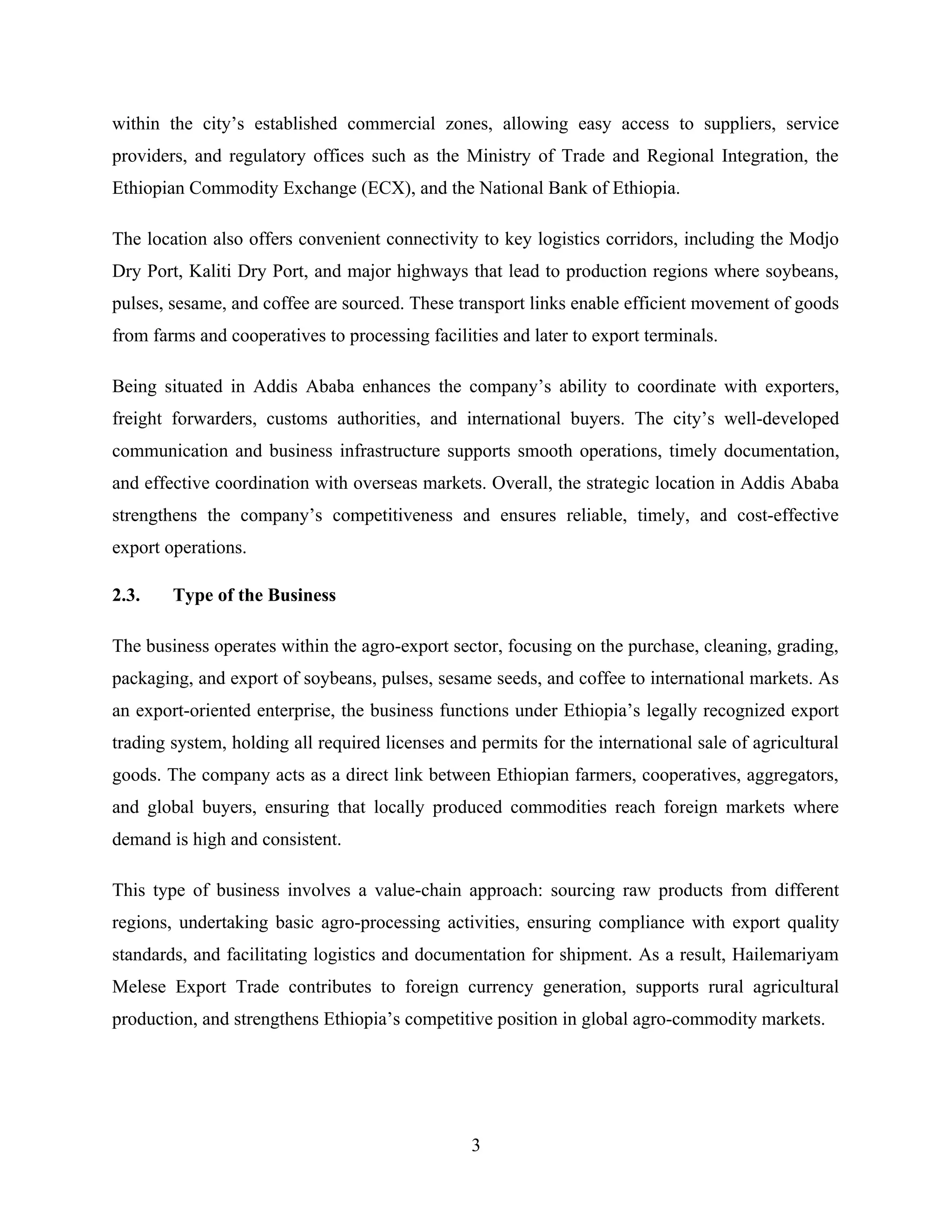 Business Plan for Agricultural Products (Soya Bean, Pulse, Sesame and ...