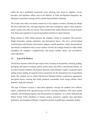 Business Plan for Agricultural Products (Soya Bean, Pulse, Sesame and ...