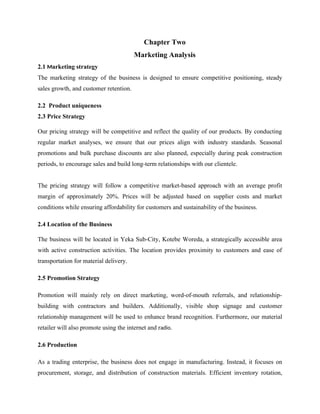 Comprehensive Business Plan for Construction Materials Trading in Addis ...