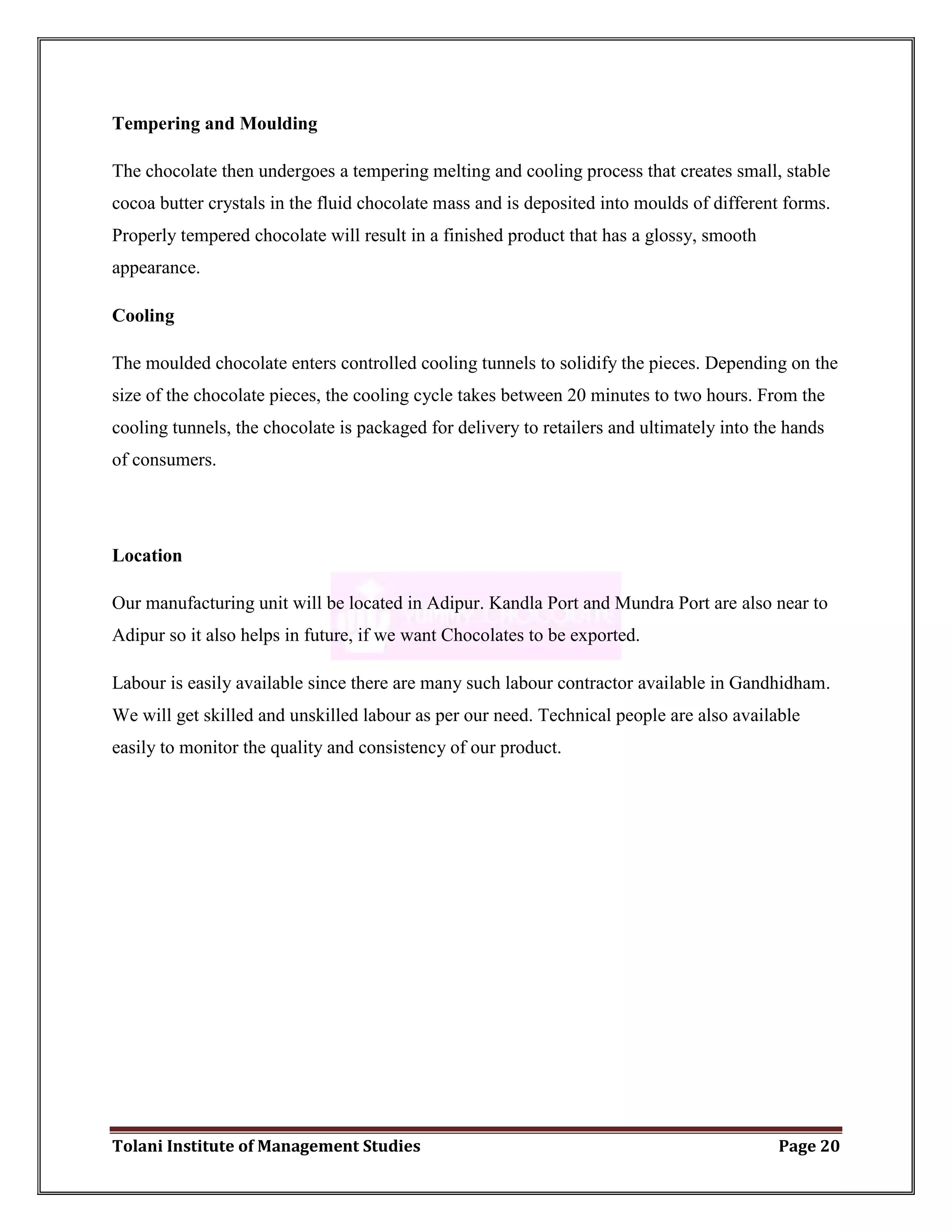 Business Plan for Starting a Chocolate Company | DOCX