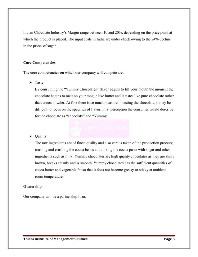 Business Plan for Starting a Chocolate Company | DOCX | Commodities ...