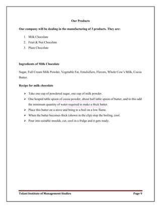 Business Plan for Starting a Chocolate Company | PDF