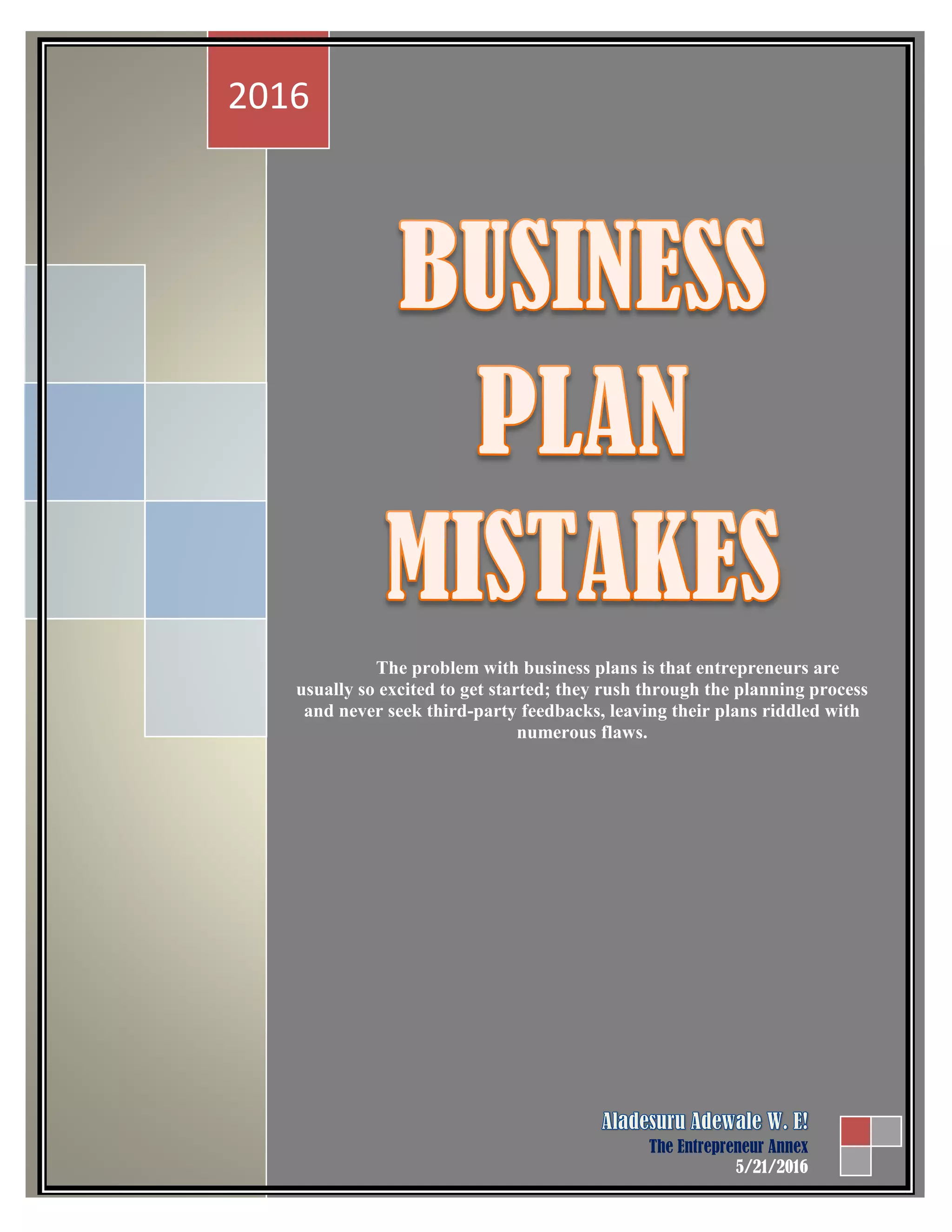Business plan mistakes | PDF