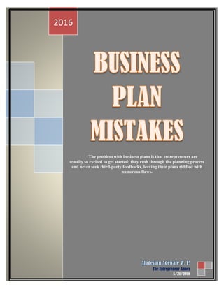 Business plan mistakes | PDF