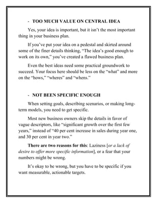 Business plan mistakes | PDF