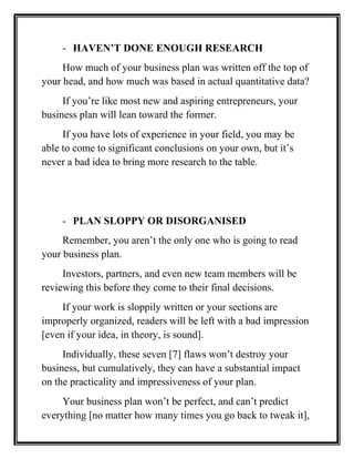 Business plan mistakes | PDF