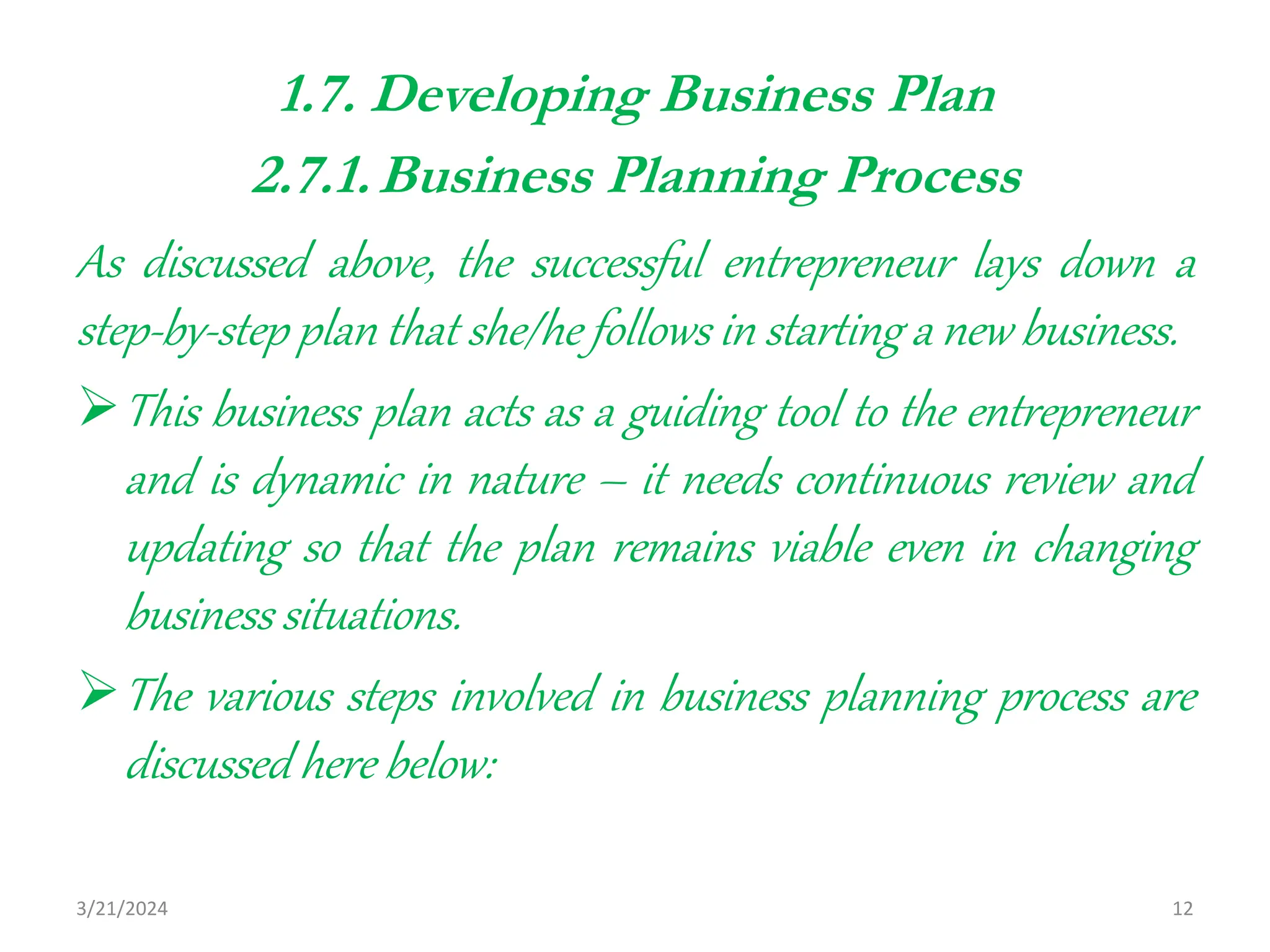 Entrepreneurship: Business planning Chapter Two | PPTX