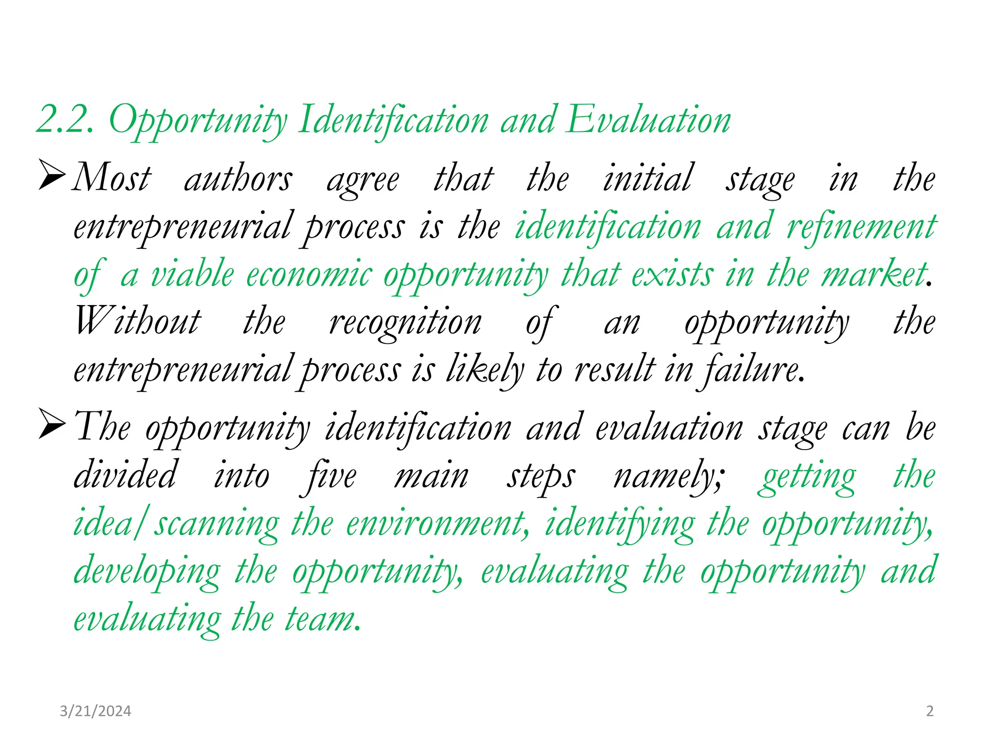 Entrepreneurship: Business planning Chapter Two | PPTX