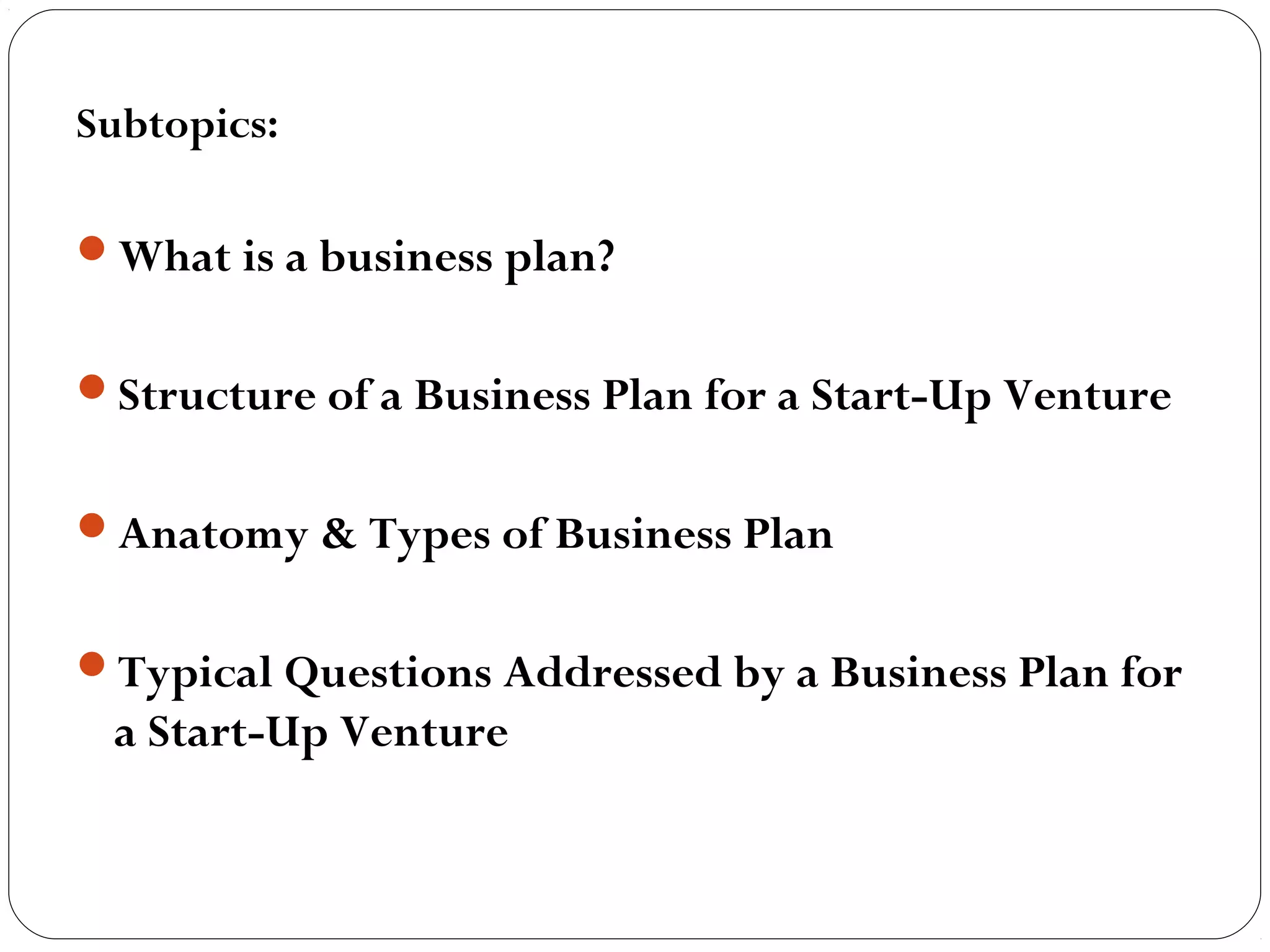 Planning for a Start-Up Business Venture | PPT