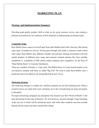Business plan on mobile store by ROAR group | DOCX