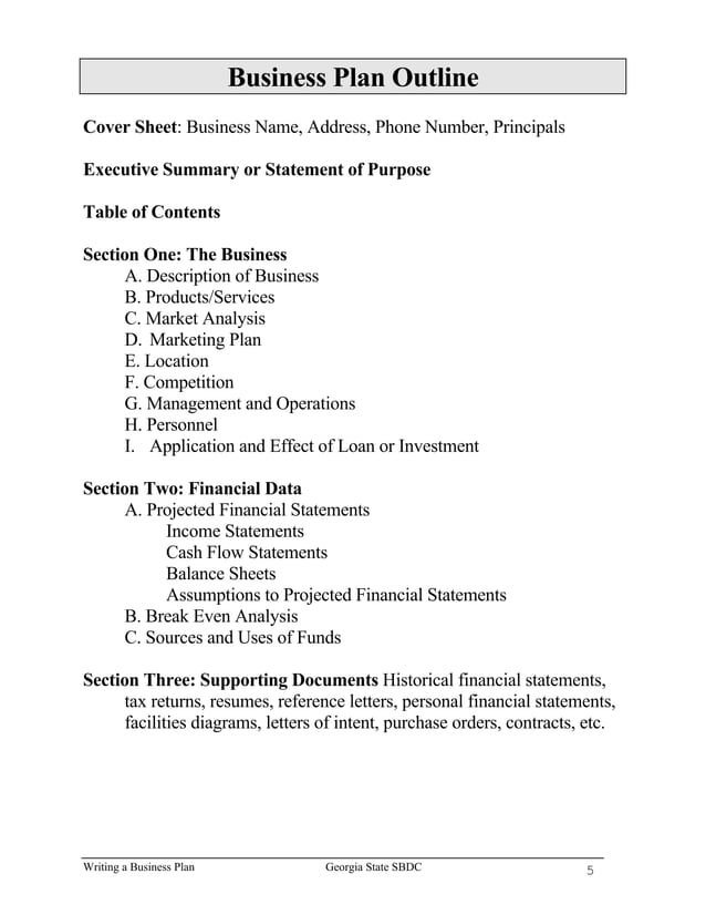Business plan outline | PDF