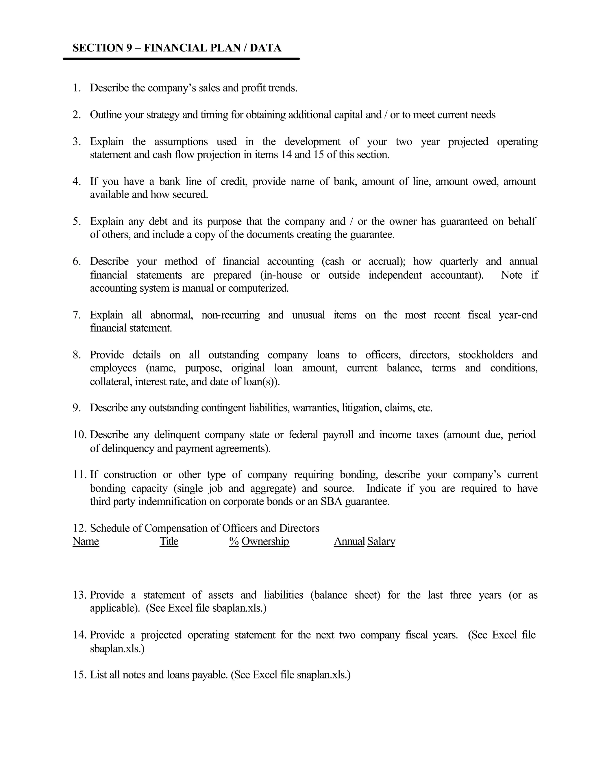 Business Plan Outline Sba | PDF