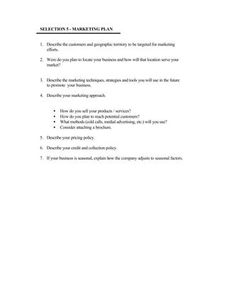 Business Plan Outline Sba | PDF