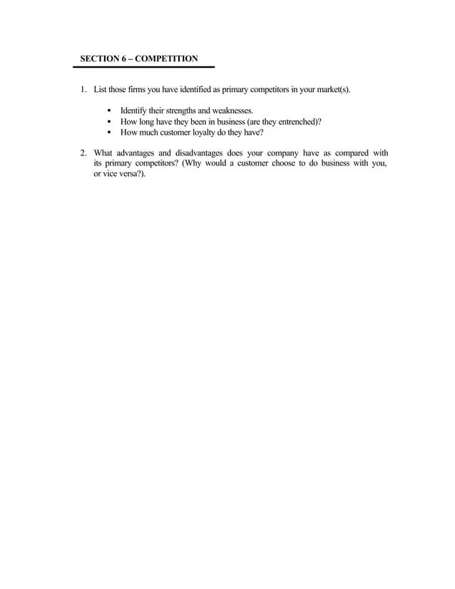 Business Plan Outline Sba | PDF