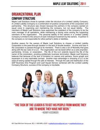 MIS SAP Business Plan | PDF