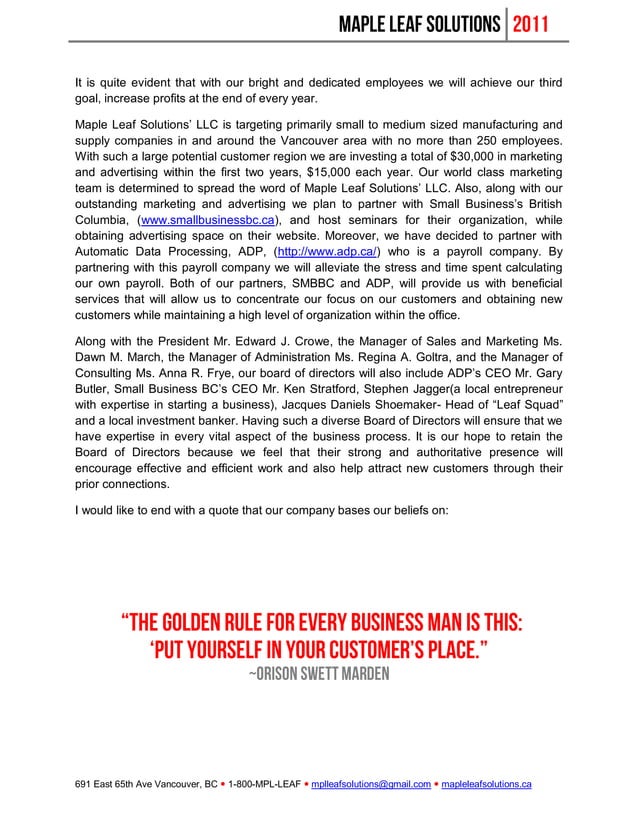 MIS SAP Business Plan | PDF