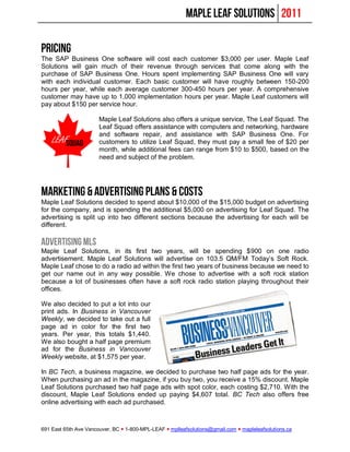 MIS SAP Business Plan | PDF