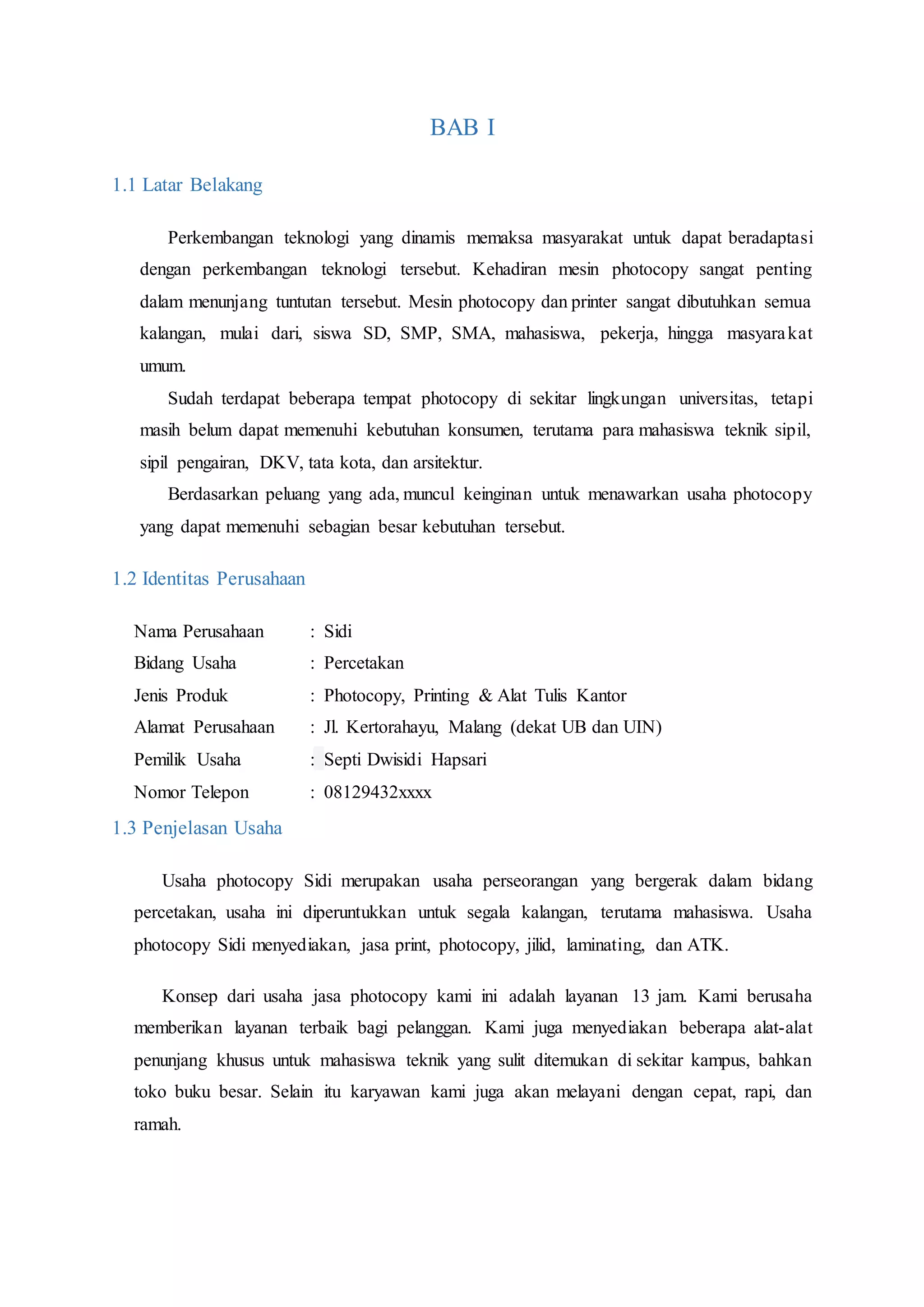 Business plan photocopy atk | DOCX