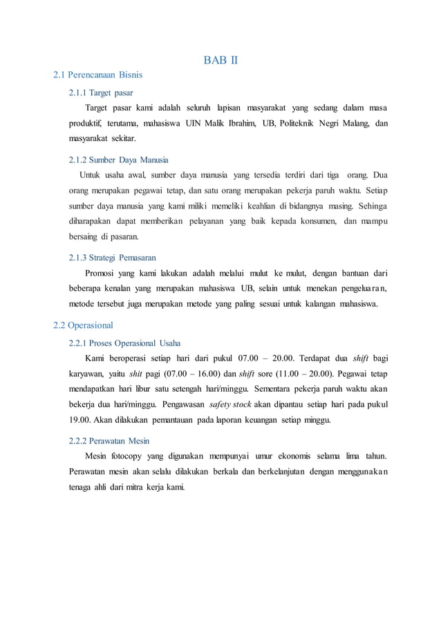Business plan photocopy atk | DOCX