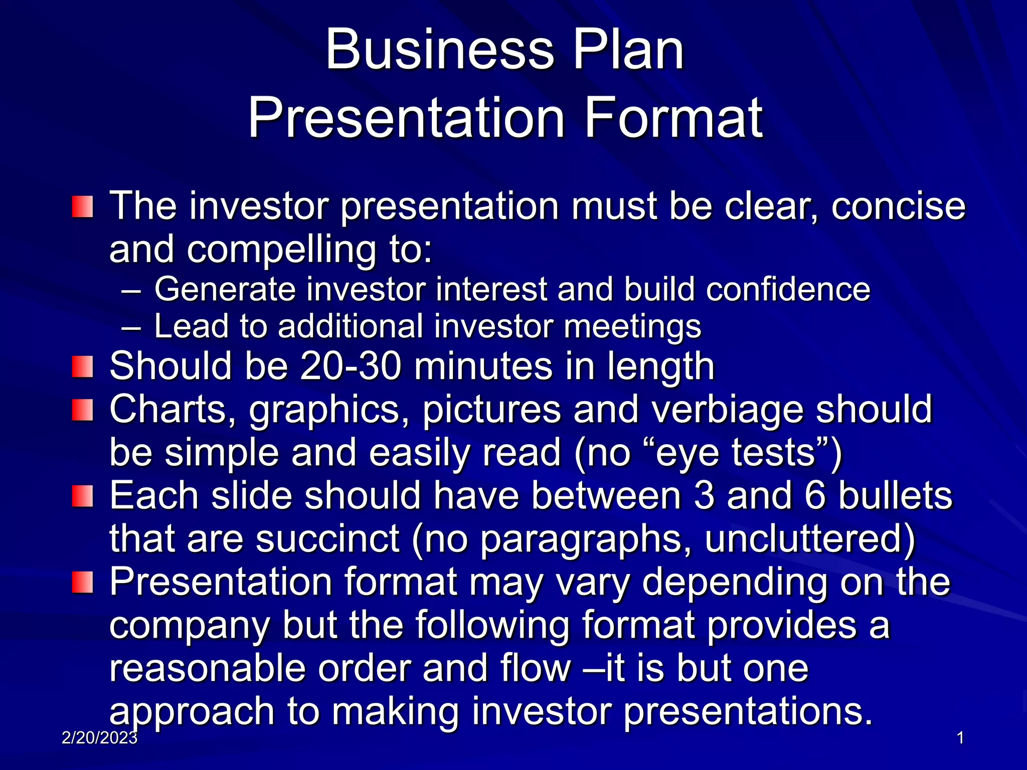 Business Plan Presentation Format.ppt