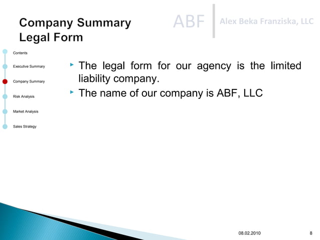 Business plan presentation slide abf | PPT