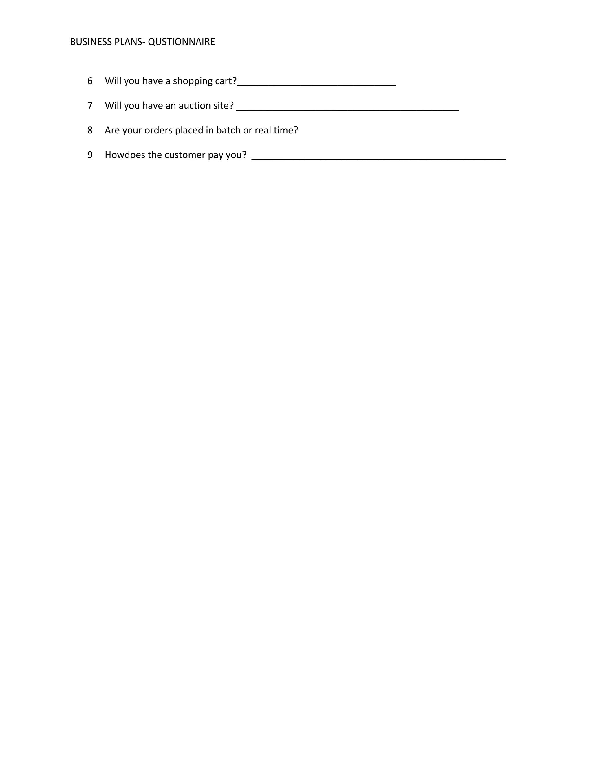 Business plan questionnaire | DOC