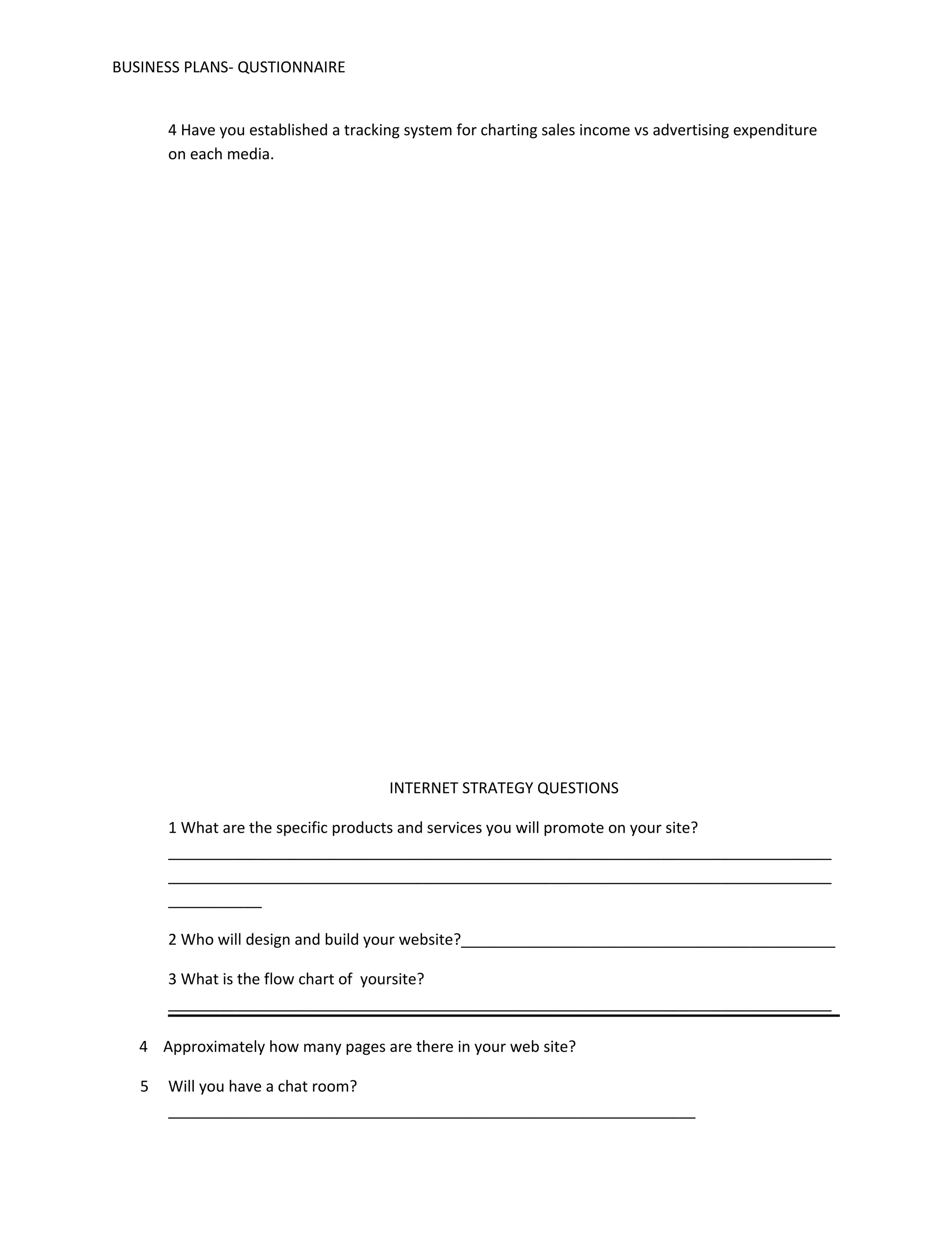 Business plan questionnaire | DOC
