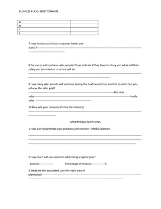 Business plan questionnaire | DOC