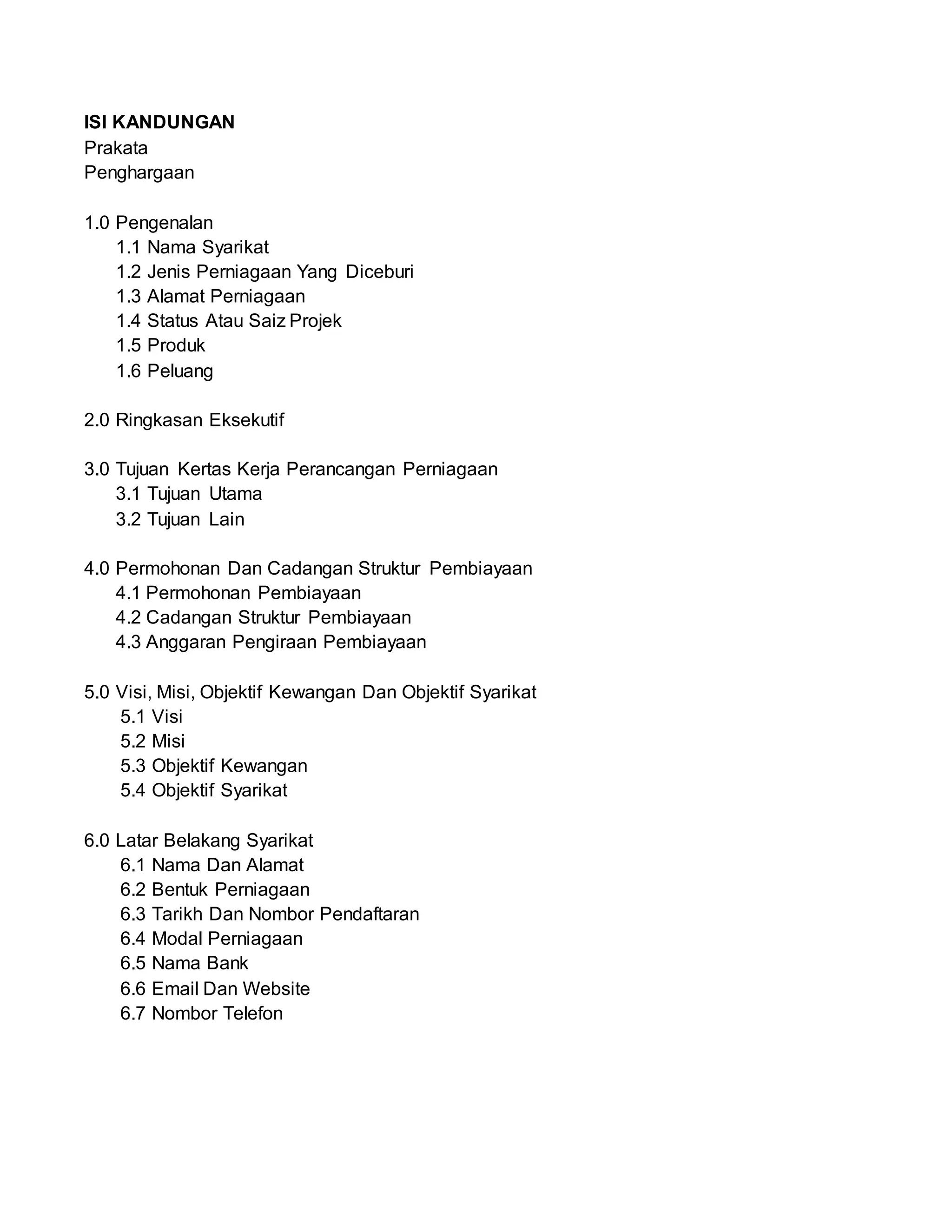 Rancangan Perniagaan Restoran | DOCX