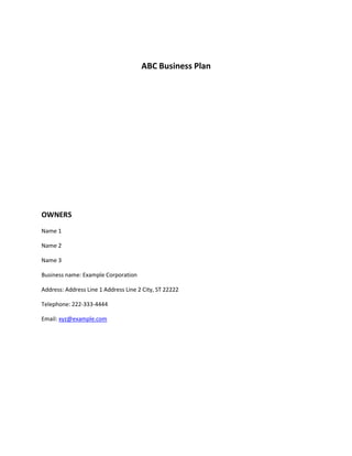 Business plan template | PDF