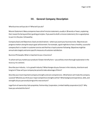 Business plan template i | DOCX | Business Accounting & Finance | Business