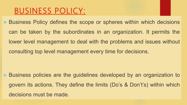 Business policy - strategic management | PPT