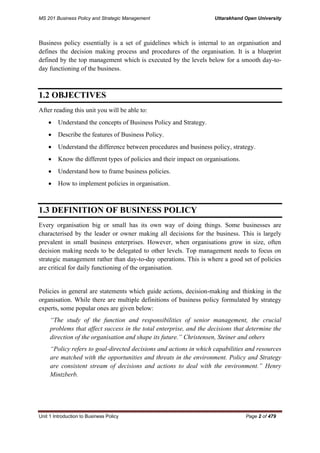 Business policy concept,examples,synergy | PDF | Business | Business ...