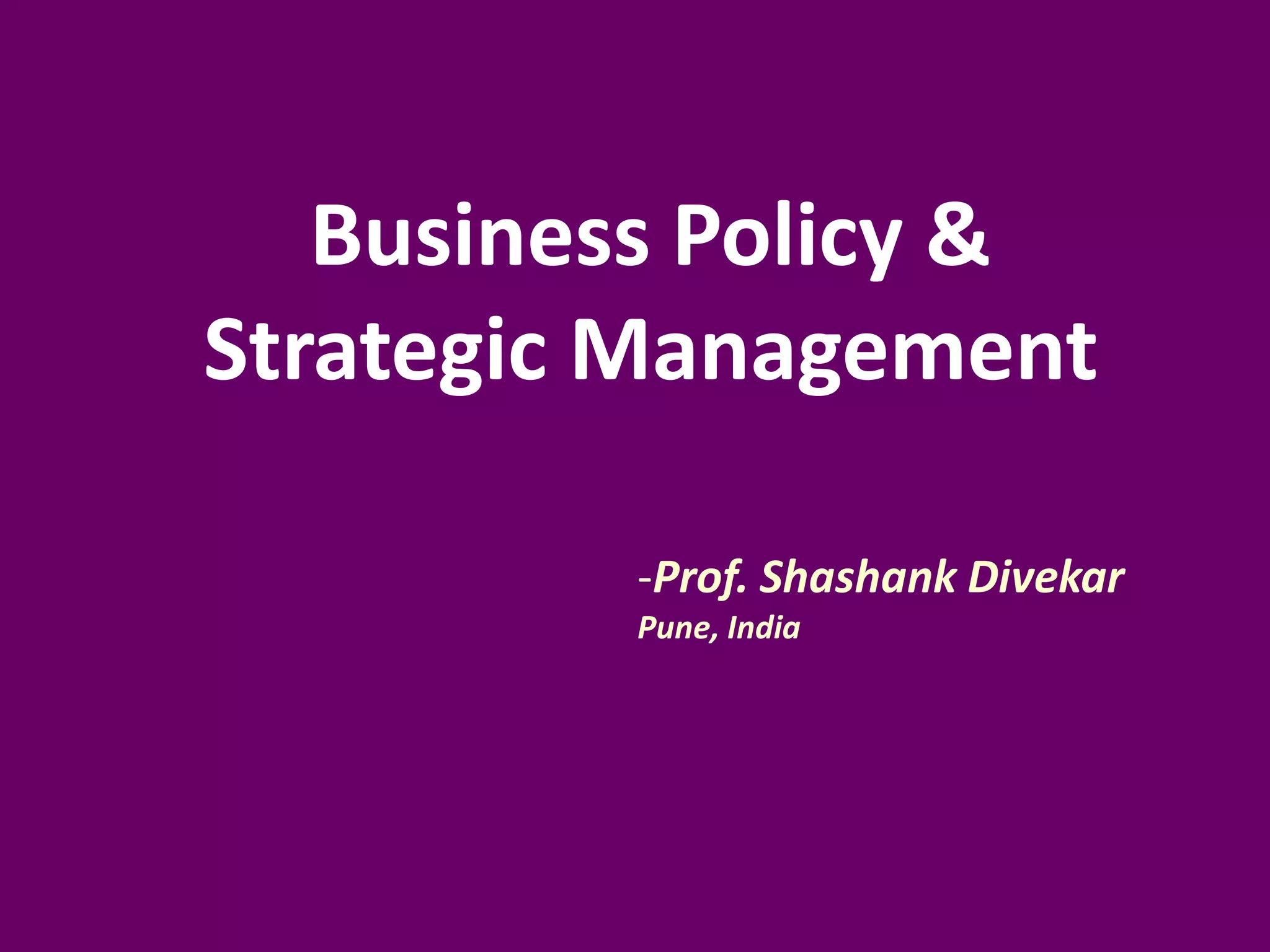 Business policy & strategic management | PDF
