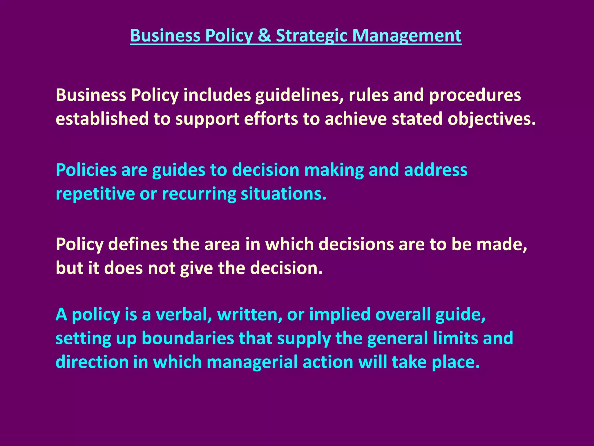 Business policy & strategic management | PDF