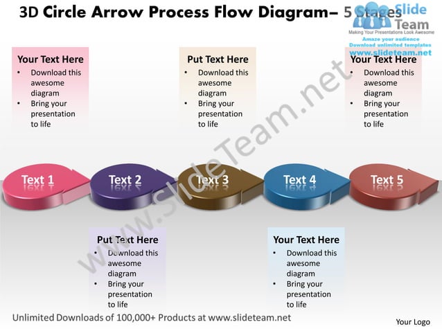 Business power point templates 3d circle arrow process flow diagram ...