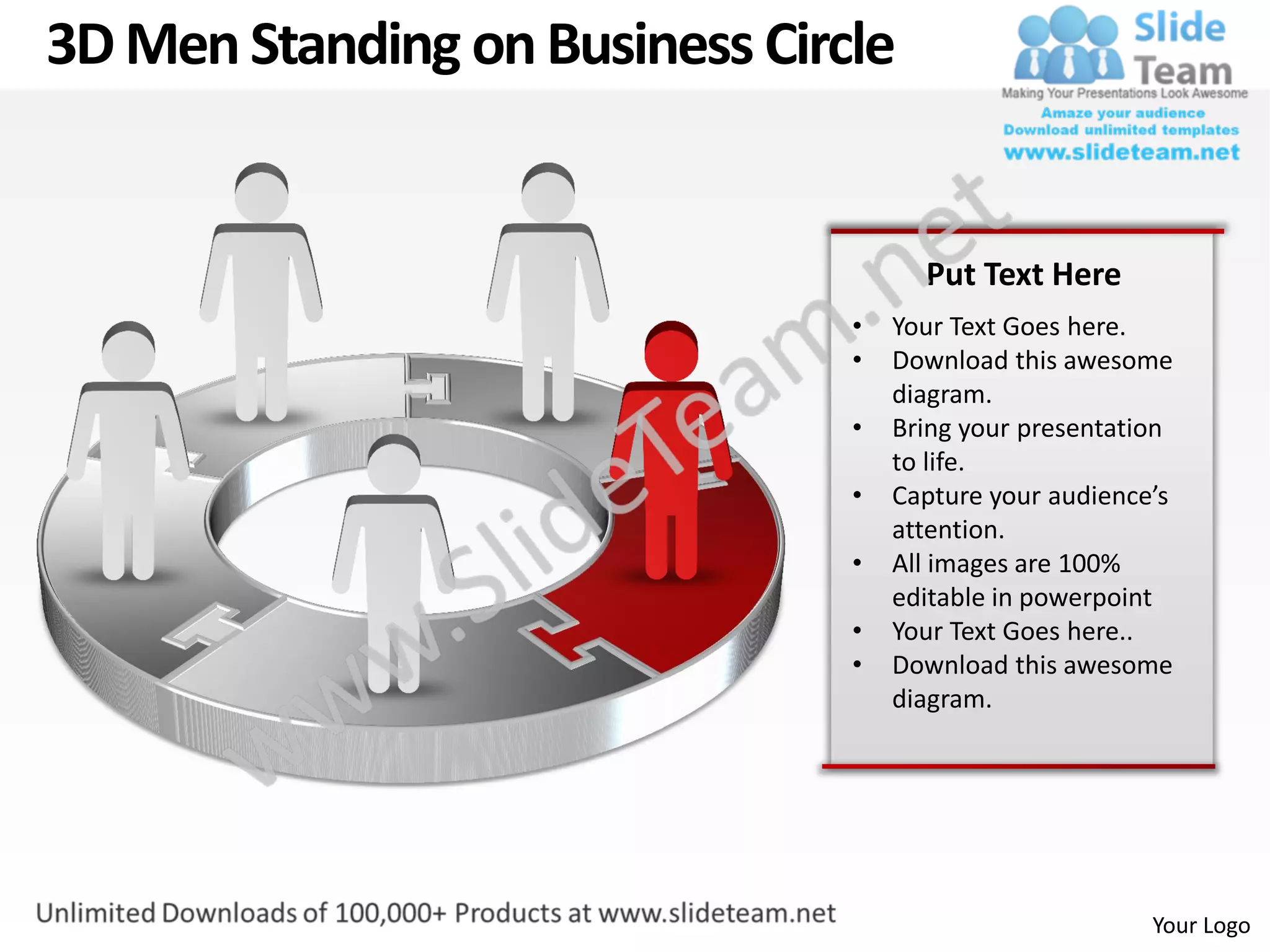Business power point templates 3d men standing on circle sales ppt ...