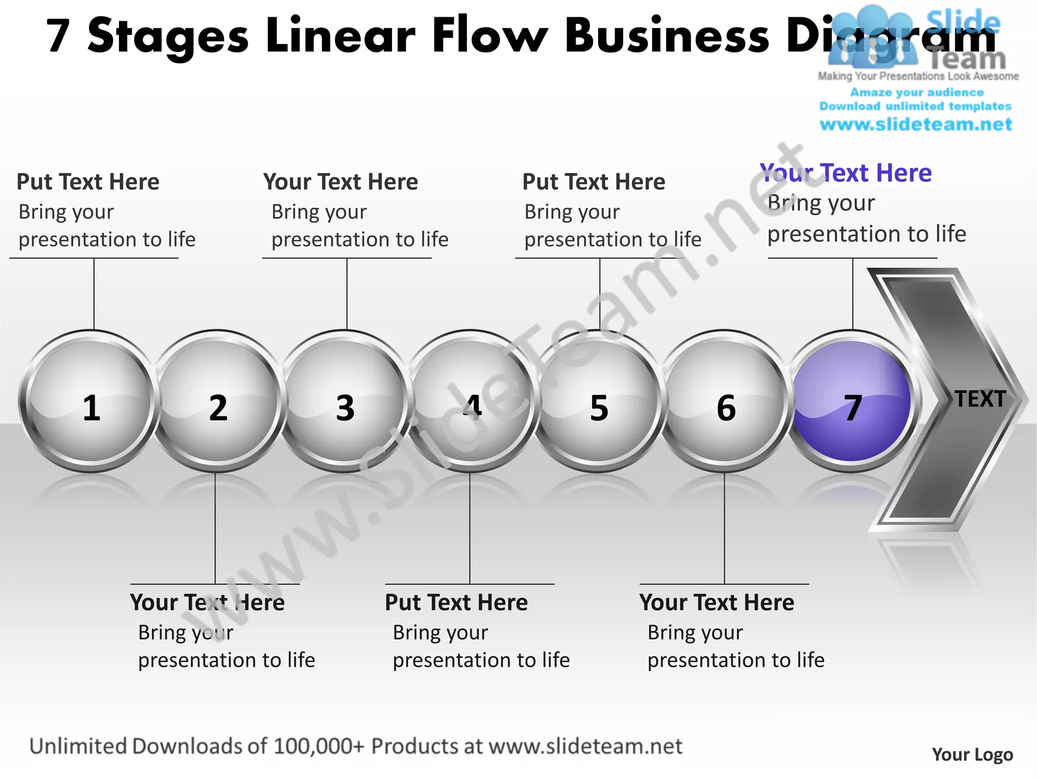 Business power point templates 7 stages linear flow diagram sales ppt ...