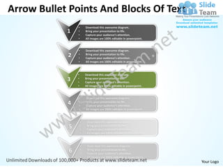 Business power point templates arrow bullet points and blocks of text ...