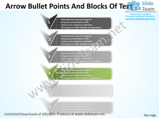 Business power point templates arrow bullet points and blocks of text ...